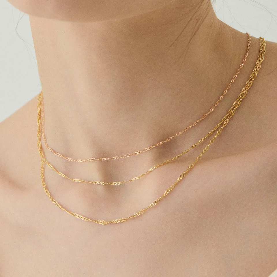 14k 18k 플랫 트위스트 체인 목걸이 (3size) - 감도 깊은 취향 셀렉트샵 29CM