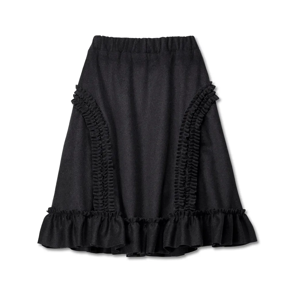 RUFFLE WOOL SKIRT - BLACK - 감도 깊은 취향 셀렉트샵 29CM