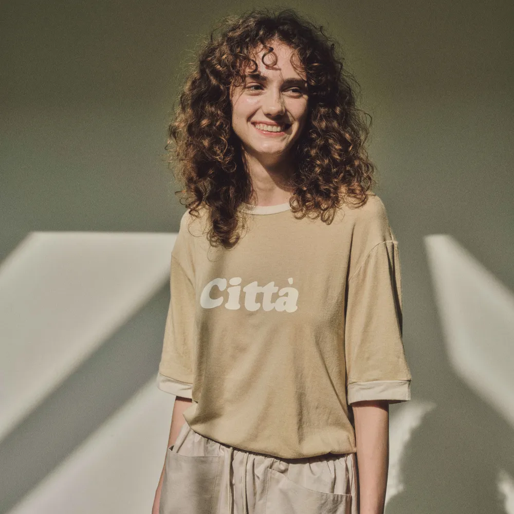 Retro Citta Logo Overfit Ringer T-shirt_CTT320(Beige) - 감도 깊은 취향 셀렉트샵 29CM