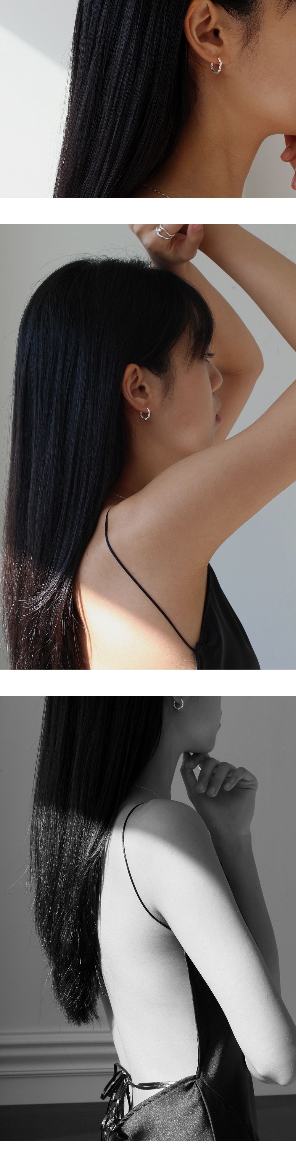 [Silver 925] Glitter Hammer One-touch Earrings - 감도 깊은 취향 셀렉트샵 29CM