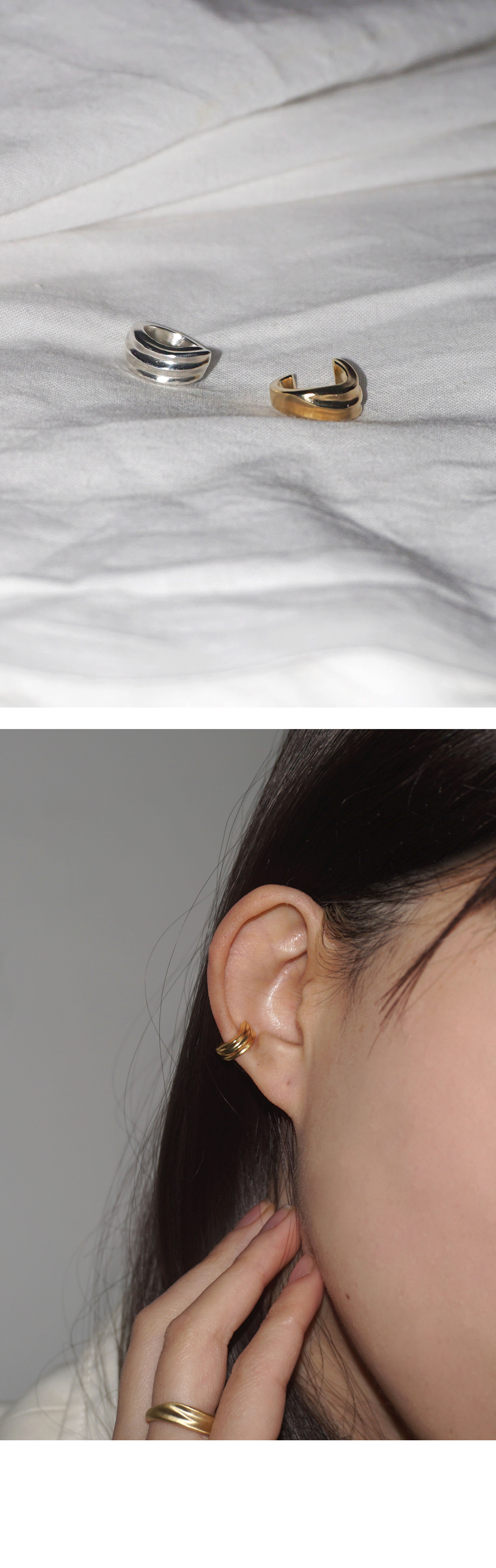 LAYERED FOLD MINI EARCUFF (GOLD) - 감도 깊은 취향 셀렉트샵 29CM