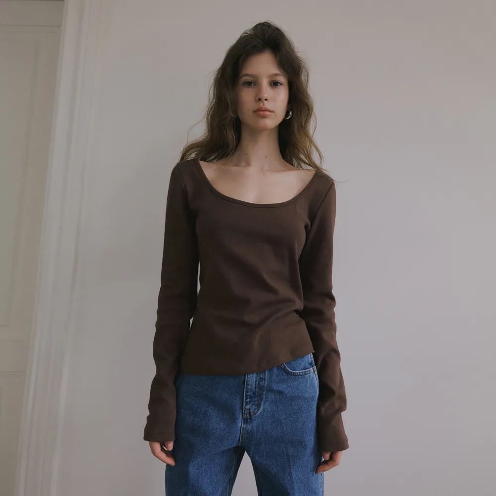 SCOOP NECK T-SHIRT_BROWN - 감도 깊은 취향 셀렉트샵 29CM