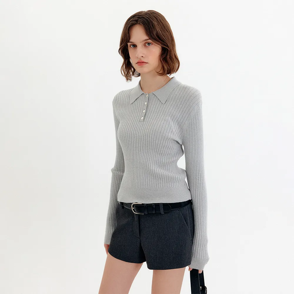 제이 리브드 버튼 니트 탑_그레이 / JAY RIBBED BUTTON KNIT TOP_GREY - 감도 깊은 취향 셀렉트샵 29CM