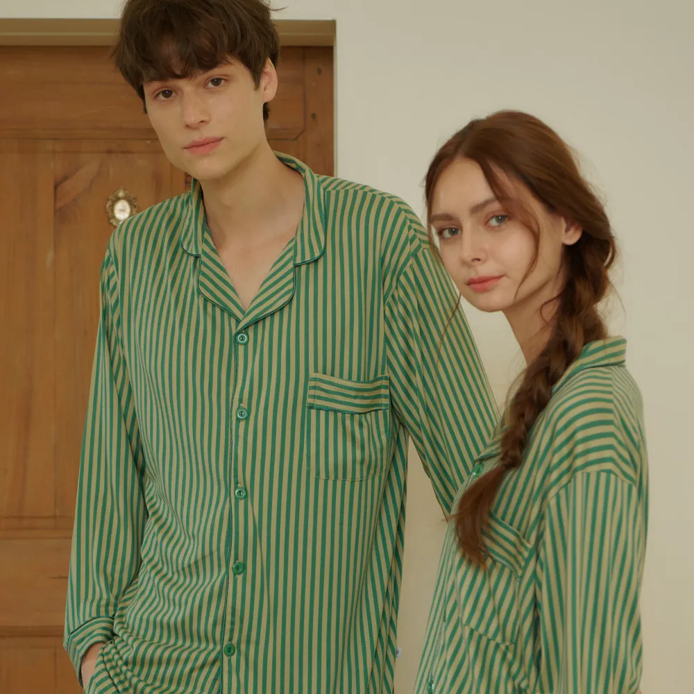 [2PACK] (uni) 파인 리지 스트라이프 피치기모 파자마 세트 - 감도 깊은 취향 셀렉트샵 29CM