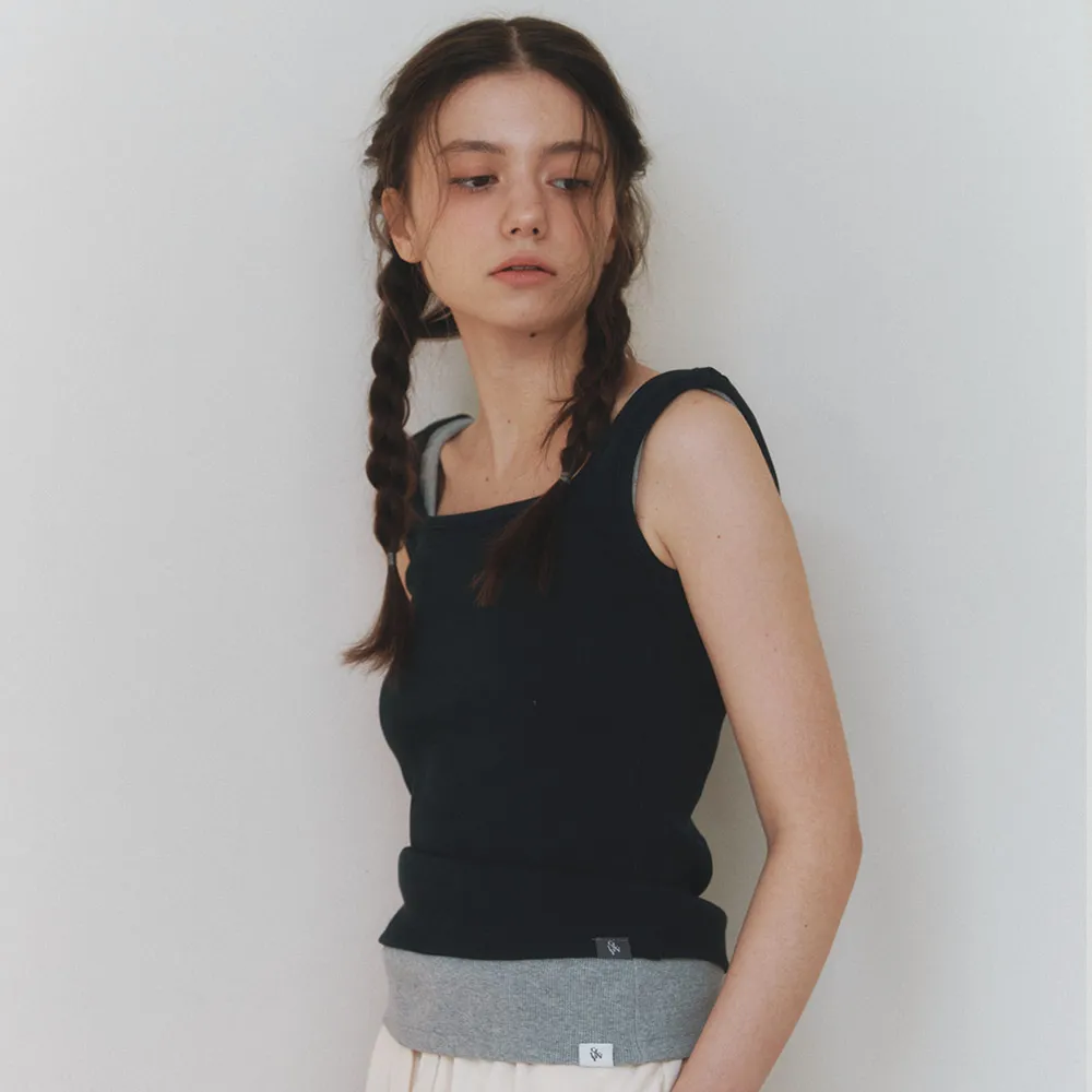 Cotton Ribbed Square Neck Sleeveless Top - navy - 감도 깊은 취향 셀렉트샵 29CM