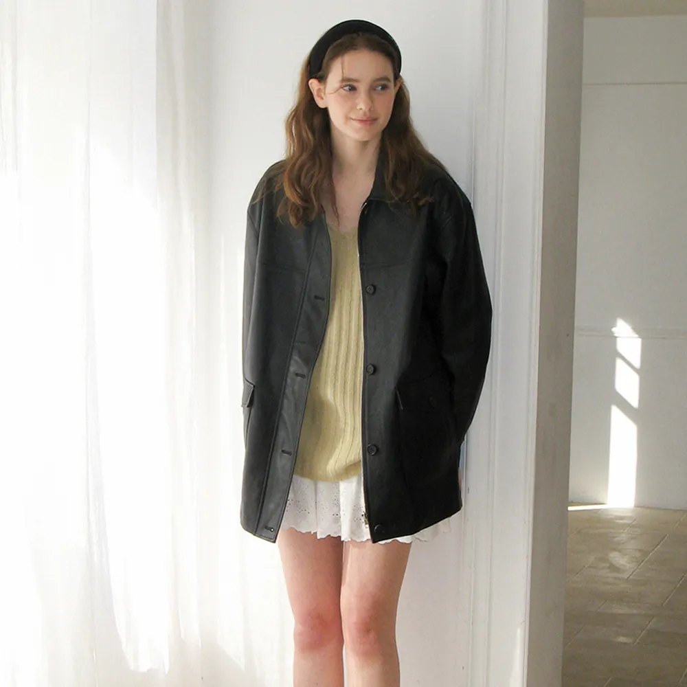 Pesto Half Leather Jacket - Black - 감도 깊은 취향 셀렉트샵 29CM