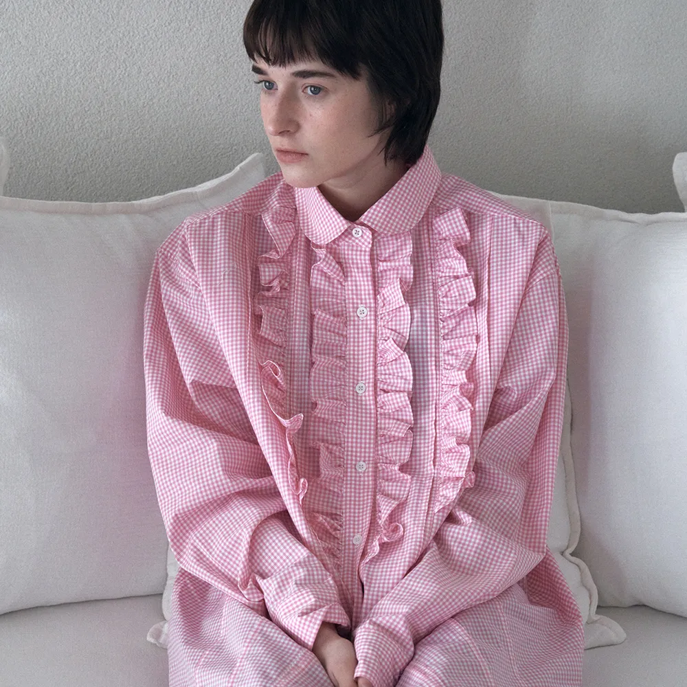 Ruffle placket over shirt_pink - 감도 깊은 취향 셀렉트샵 29CM