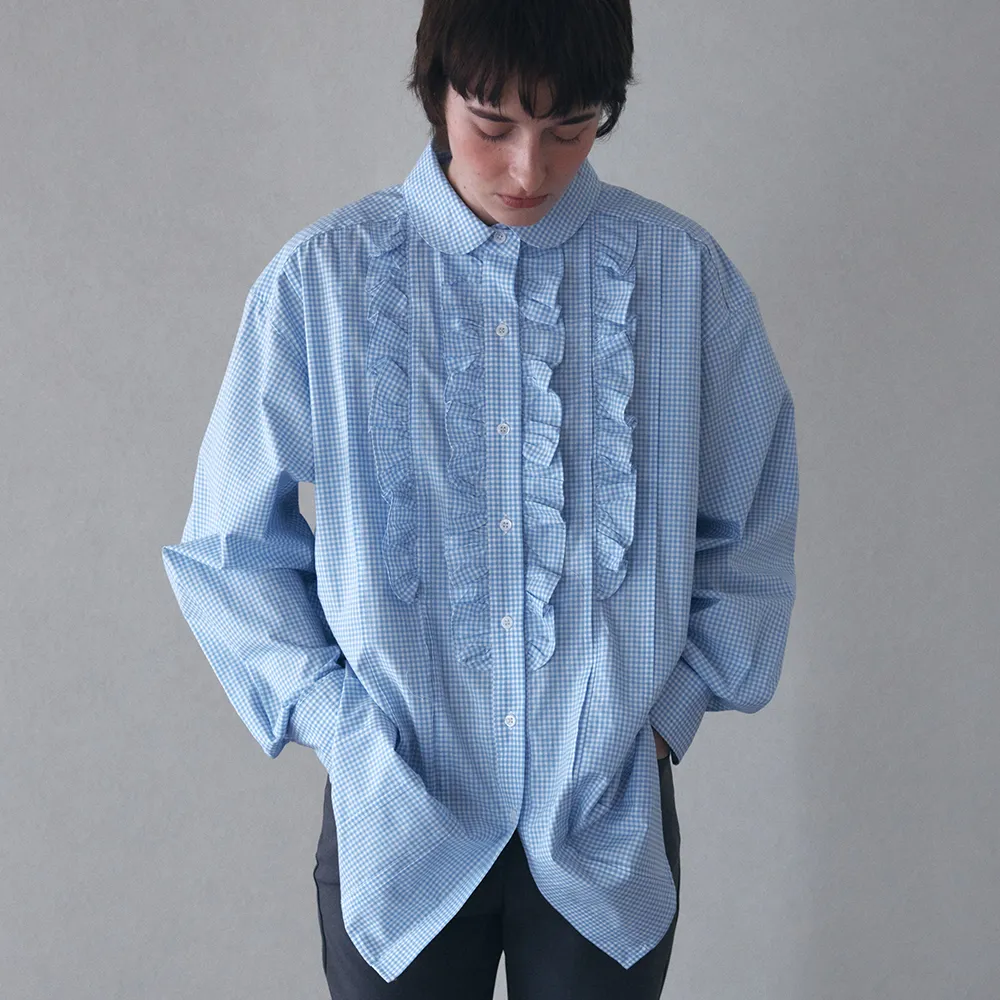 Ruffle placket over shirt_sky blue - 감도 깊은 취향 셀렉트샵 29CM