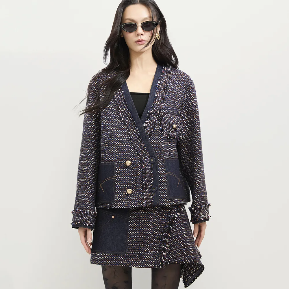 Denim Patch Eyelet Pocket Tweed Jacket (dark navy)_LFJAS25120NYD - 감도 ...