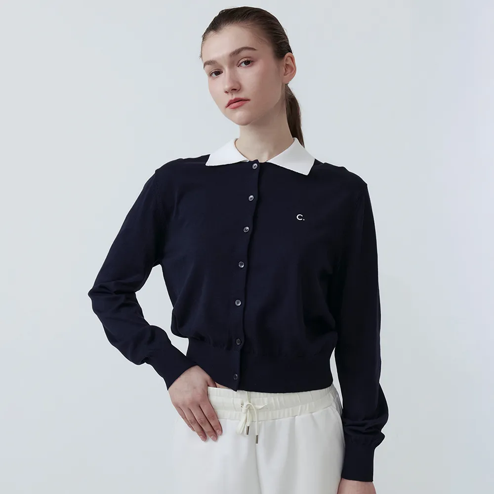 [25SS clove] Point Collar Knit Cardigan (Navy) - 감도 깊은 취향 셀렉트샵 29CM