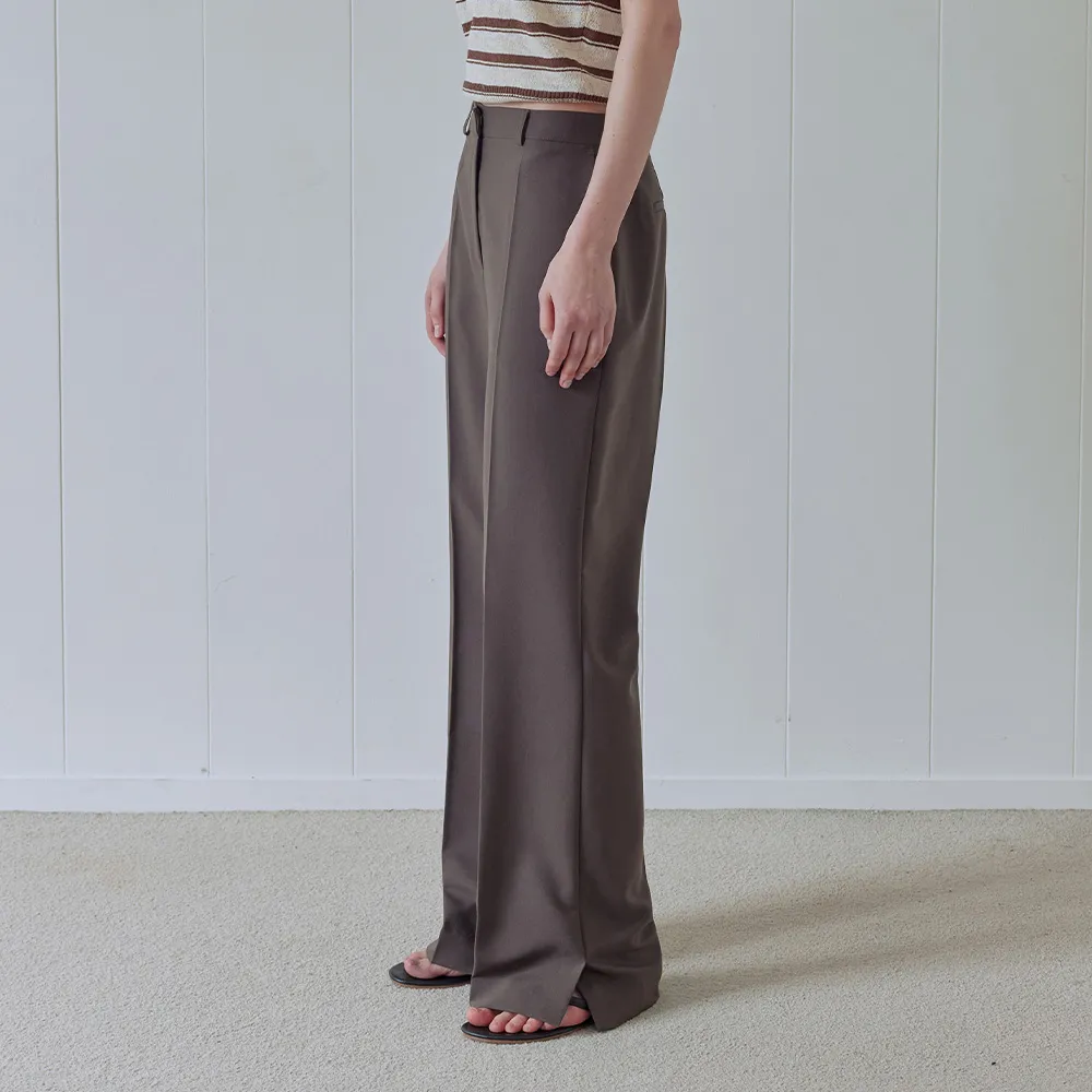 SIDE SLIT SEMI BOOTS CUT SLACKS (KHAKI-BROWN) - 감도 깊은 취향 셀렉트샵 29CM