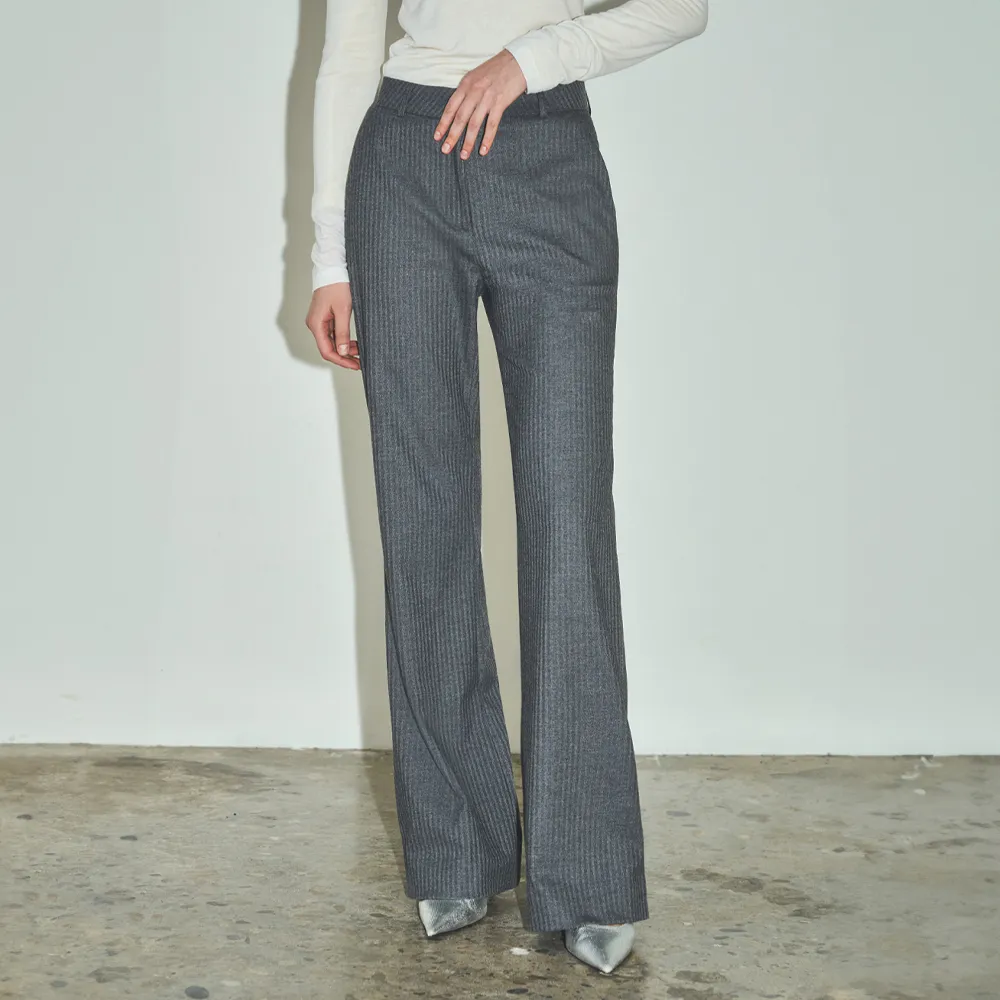 Twill Stripe Semi Flared Slacks_CTB538(Charcoal) - 감도 깊은 취향 셀렉트샵 29CM