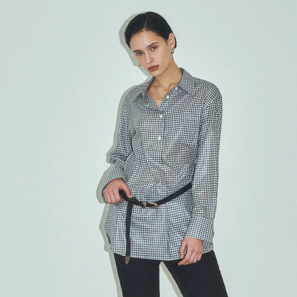 Sheer Gingham Check Shirt Dress_CTOP708(Black) - 감도 깊은 취향 셀렉트샵 29CM