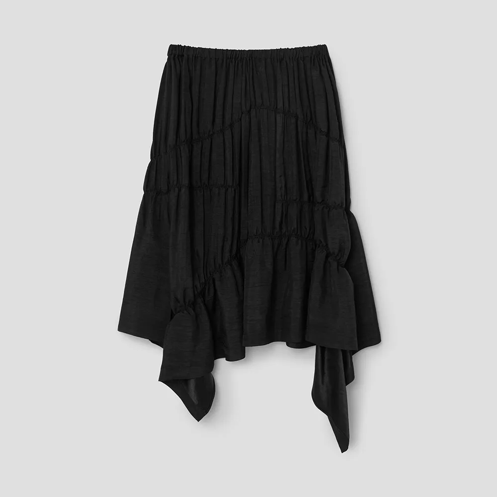 Ruffle Line Asymmetrical Skirt Black (AG5327A035) - 감도 깊은 취향 셀렉트샵 29CM
