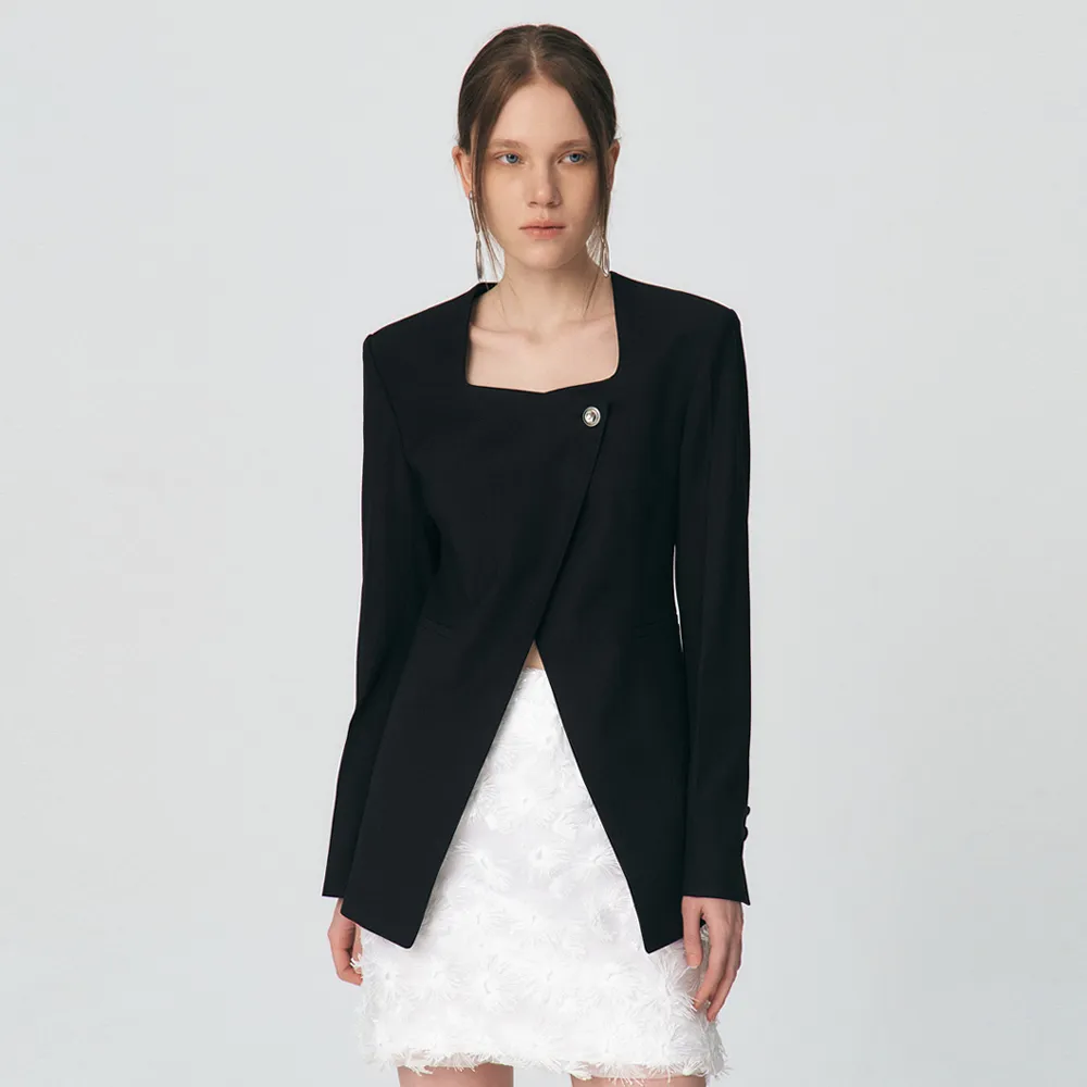 [1차리오더] One Button Square-neck Jacket, Black - 감도 깊은 취향 셀렉트샵 29CM
