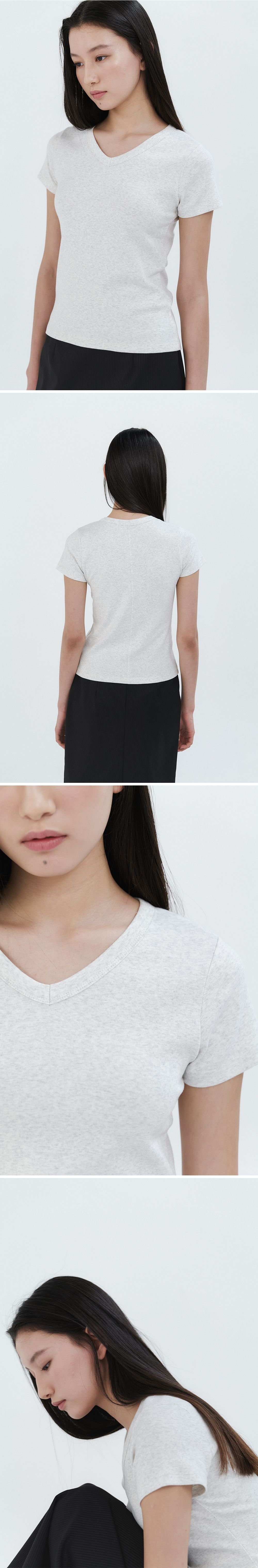 V-neck regular span tee (Light melange) - 감도 깊은 취향 셀렉트샵 29CM