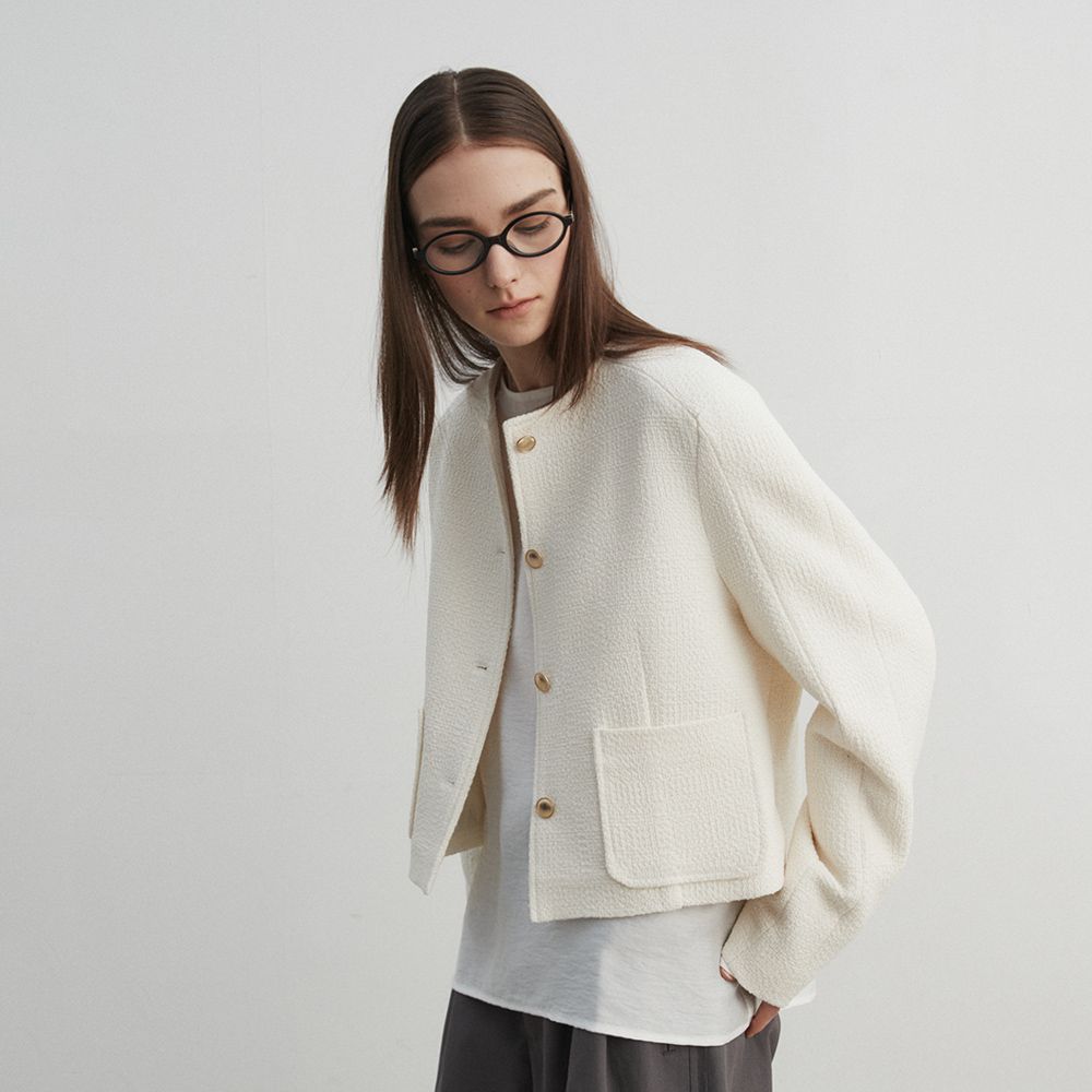 Tweed Short Jacket Ivory 29CM tweed-short-jacket-ivory-29cm
