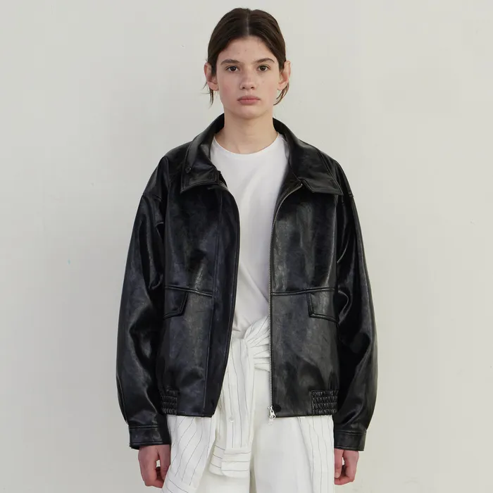 [김가을 PICK][29CM 단독]HIGH NECK LEATHER BLOUSON JUMPER - BLACK - 감도 깊은 취향 셀렉트샵 29CM