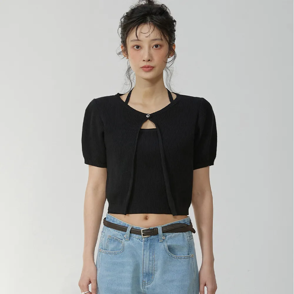 HALTER TOP CARDIGAN SET BLACK - 감도 깊은 취향 셀렉트샵 29CM