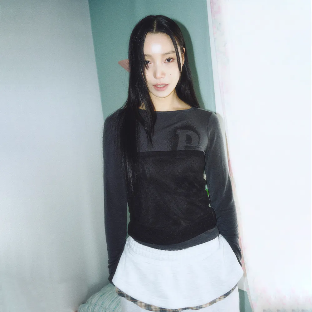 DOT SEE THROUGH BUSTIER LAYERED LONG SLEEVE CHARCOAL - 감도 깊은 취향 셀렉트샵 29CM