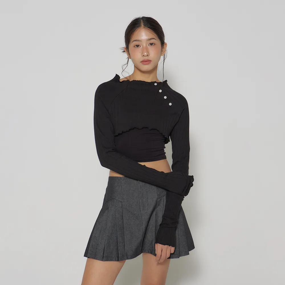 SHELL RIBBED BOLERO LONG-SL T - BLACK - 감도 깊은 취향 셀렉트샵 29CM