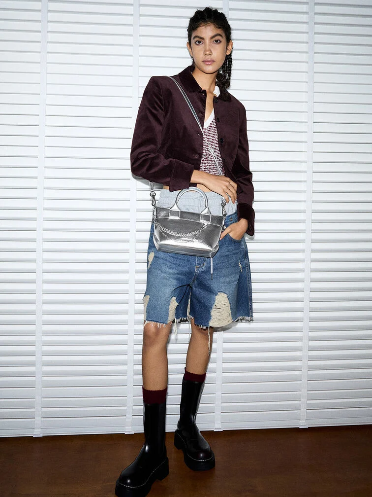 CK2-30782473 앳우드 크링클이펙트 체인 엠벨리시드 토트백 - 실버 - 감도 깊은 취향 셀렉트샵 29CM