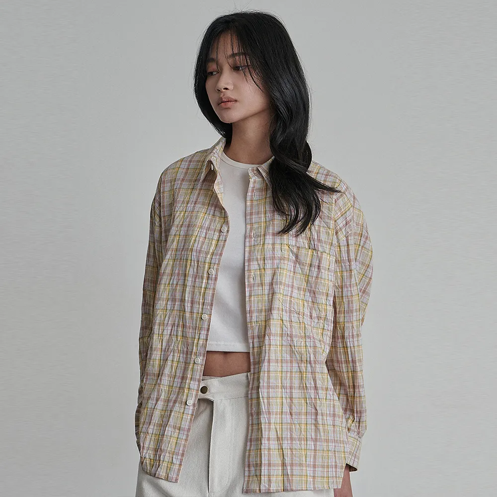 Yiyae Crinkled Check Shirts Yellow - 감도 깊은 취향 셀렉트샵 29CM