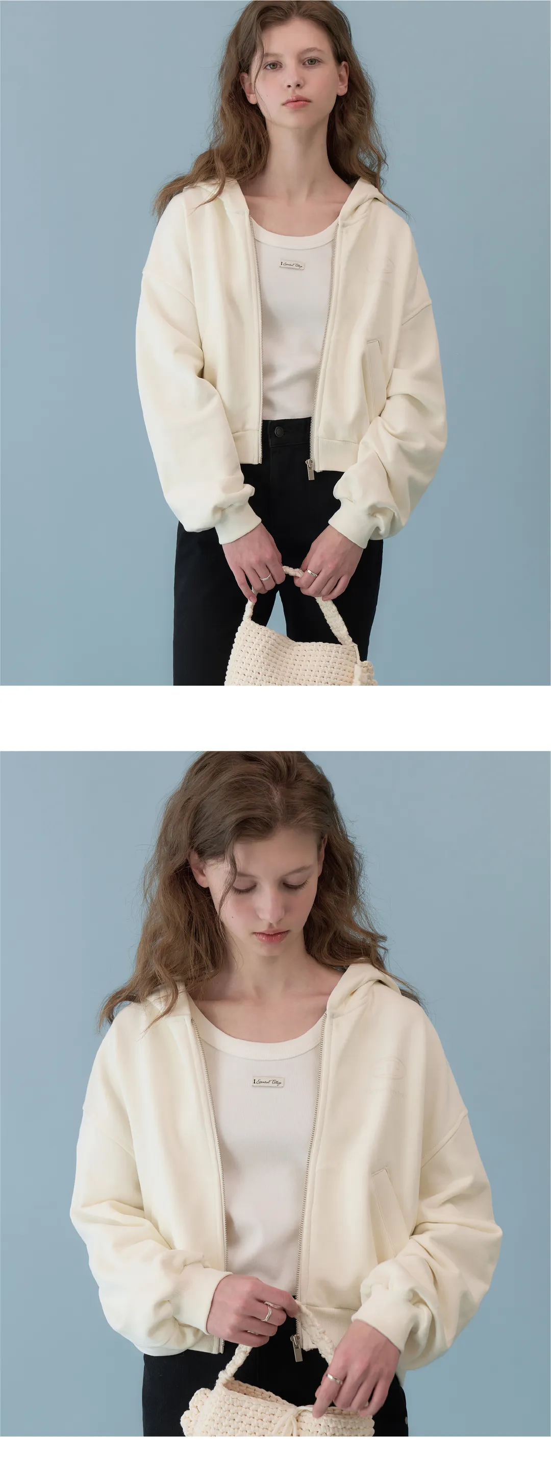 [2차] Lettering Cotton Hoodie Zip Up (Ivory) - 감도 깊은 취향 셀렉트샵 29CM