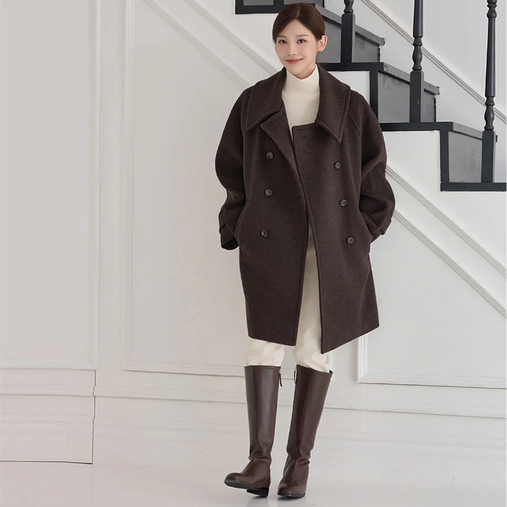 WIDE COLLAR WOOL HALF COAT BROWN 와이드 카라 울 하프 코트 브라운 - 감도 깊은 취향 셀렉트샵 29CM
