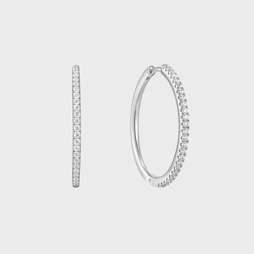 [장원영,전효성,홍수현 착용]글램 스톤세팅 후프 링 925 실버 귀걸이 E037-07H - 감도 깊은 취향 셀렉트샵 29CM