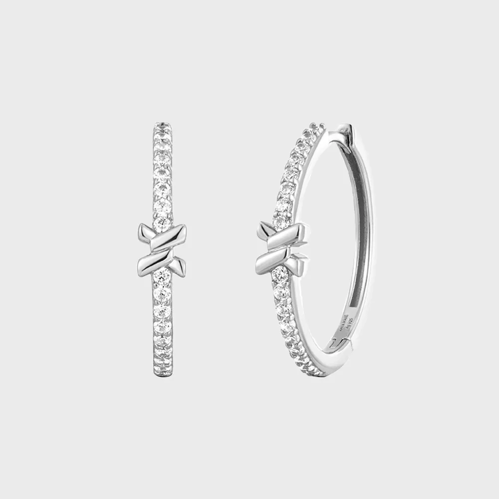 실버 크로스 후프 925 실버 링 귀걸이 E061-14H - 감도 깊은 취향 셀렉트샵 29CM