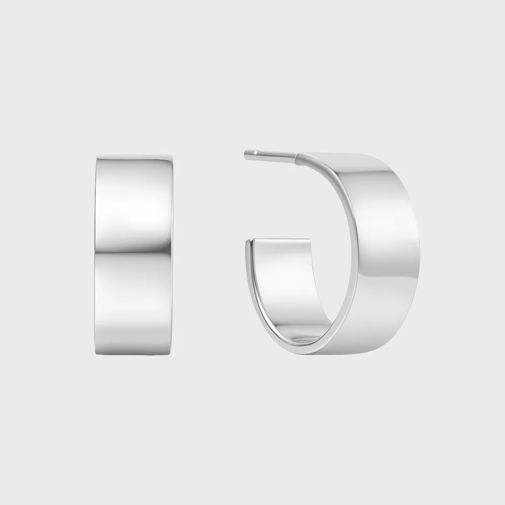 실버 플랫 미디엄 925 실버 귀걸이 E062-04H - 감도 깊은 취향 셀렉트샵 29CM