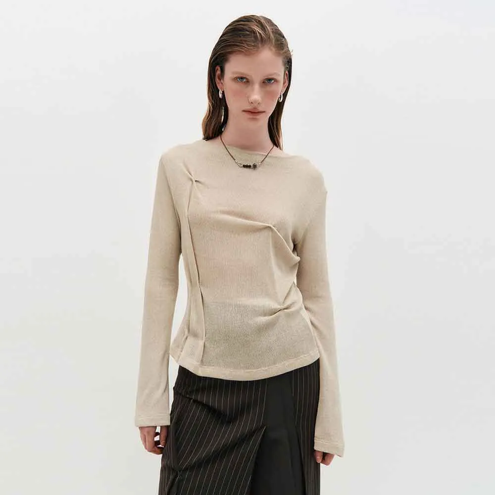 DOZI - Draped Jersey Top _ BEIGE - 감도 깊은 취향 셀렉트샵 29CM