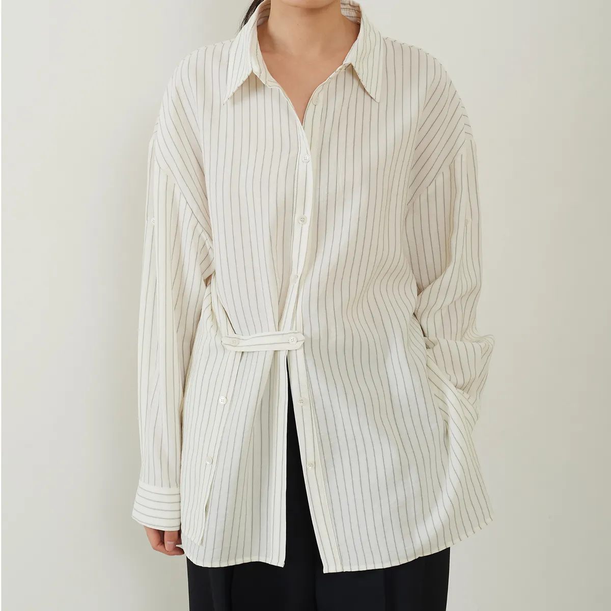 Oversized Strap Shirts Cream Stripe - 감도 깊은 취향 셀렉트샵 29CM