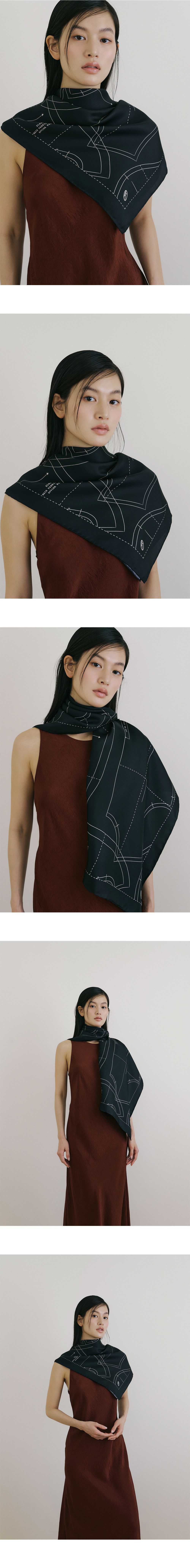 Pattern Square Silk Scarf 90 - Black - 감도 깊은 취향 셀렉트샵 29CM