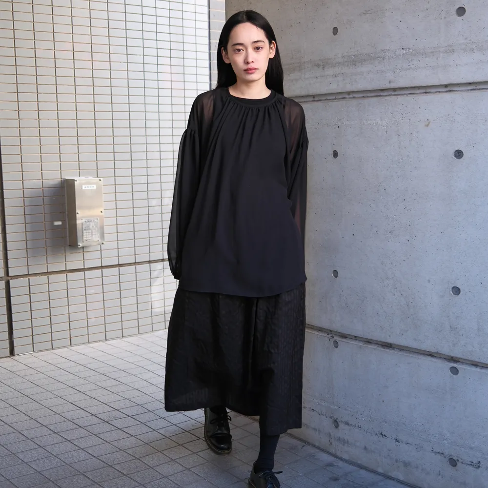 Chiffon shirring tied blouse(black) - 감도 깊은 취향 셀렉트샵 29CM