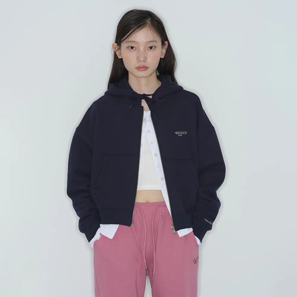 [HBTxVICTORIA] Wide Cropped Hoodie Zip-Up (DEEP NAVY) - 감도 깊은 취향 셀렉트샵 29CM
