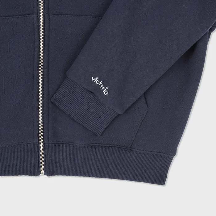 [HBTxVICTORIA] Wide Cropped Hoodie Zip-Up (DEEP NAVY) - 감도 깊은 취향 셀렉트샵 29CM