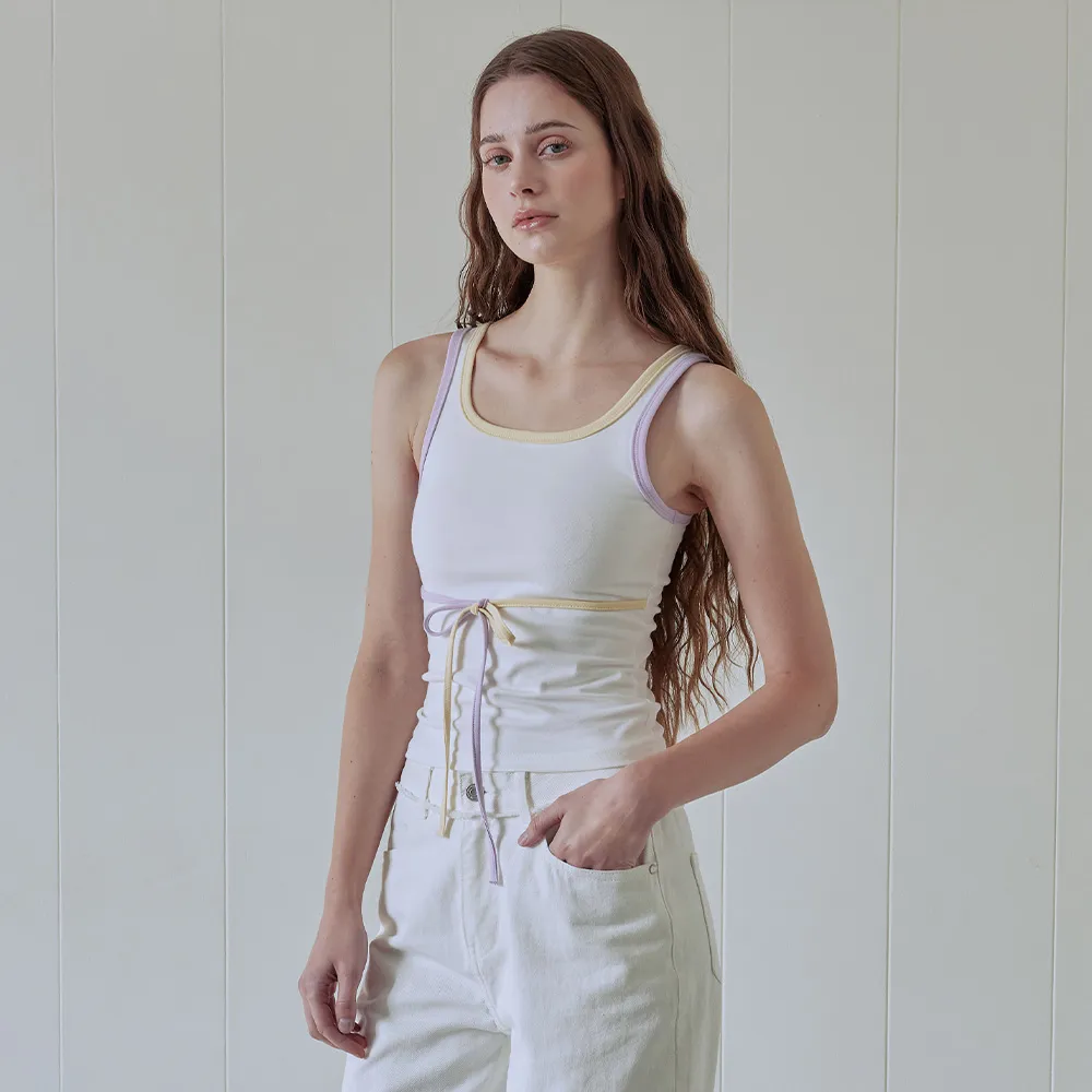 COLOR BLOCKED STRING SLEEVELESS TOP (LIGHT PURPLE) - 감도 깊은 취향 셀렉트샵 29CM