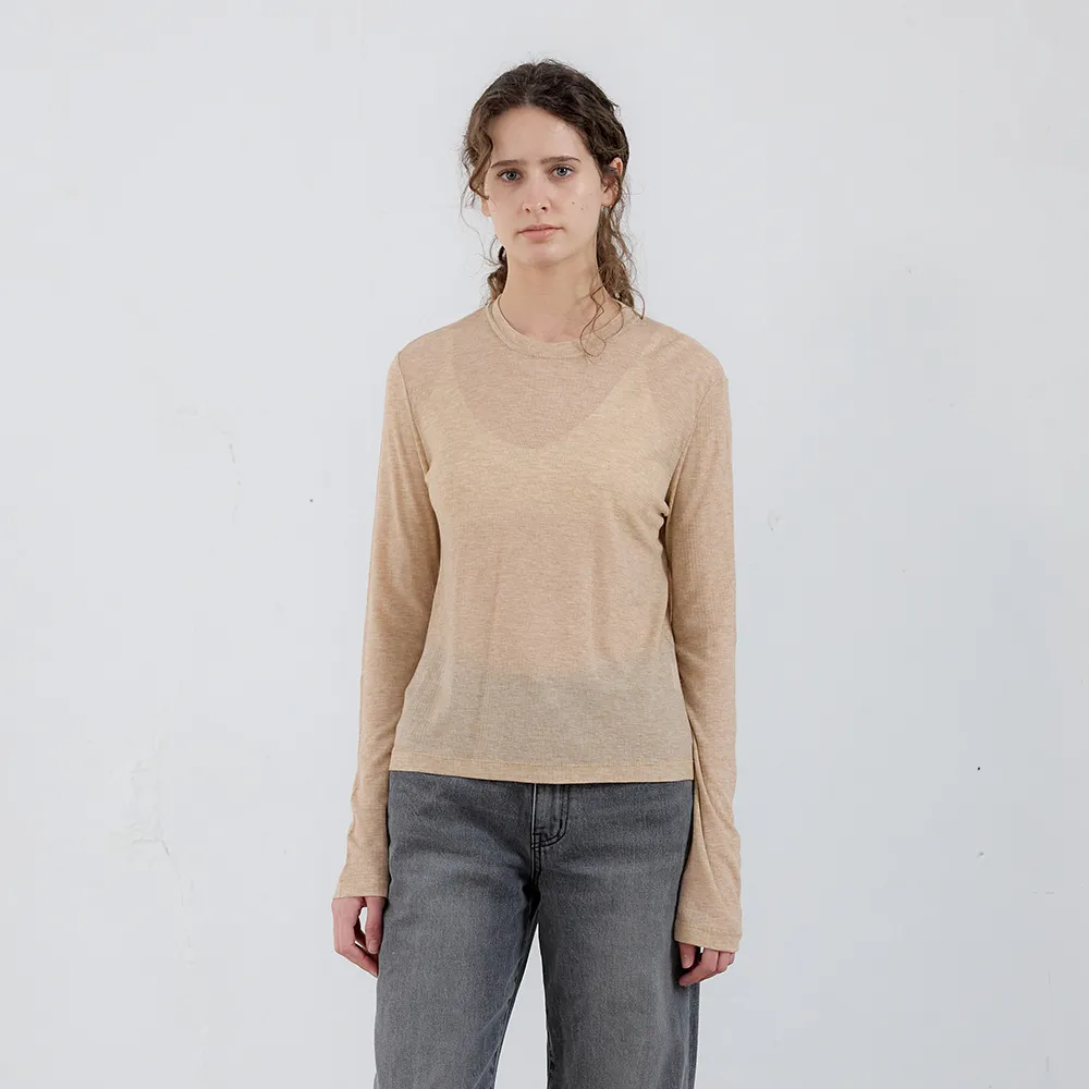 BASIC TENCEL LONG SLEEVE T-SHIRT, BEIGE - 감도 깊은 취향 셀렉트샵 29CM