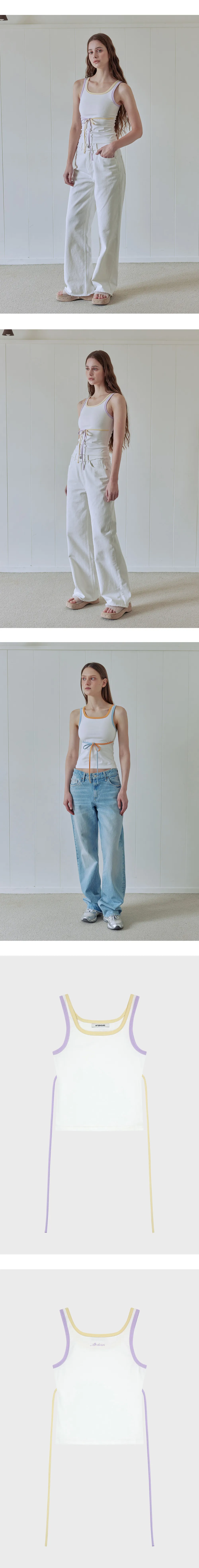 COLOR BLOCKED STRING SLEEVELESS TOP (LIGHT PURPLE) - 감도 깊은 취향 셀렉트샵 29CM