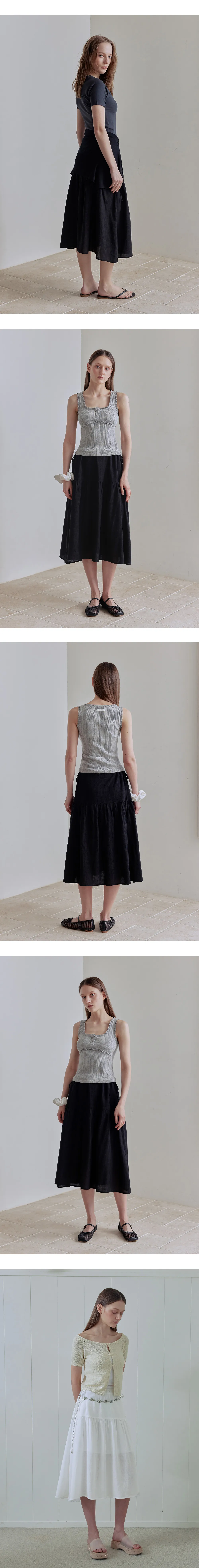 EASY STRING FLARE SKIRT (BLACK) - 감도 깊은 취향 셀렉트샵 29CM