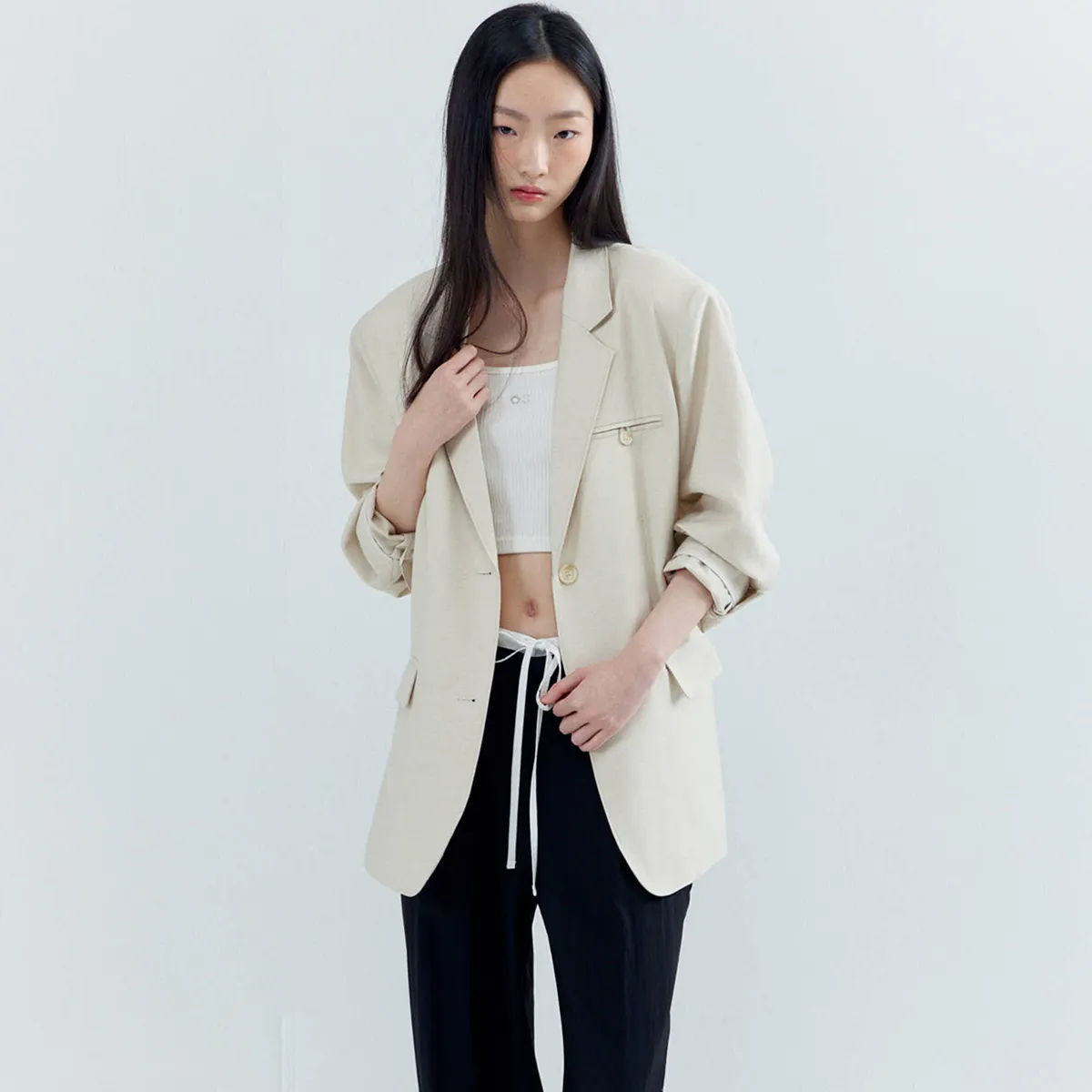 Over-fit Linen Back-opened Jacket_Beige - 감도 깊은 취향 셀렉트샵 29CM