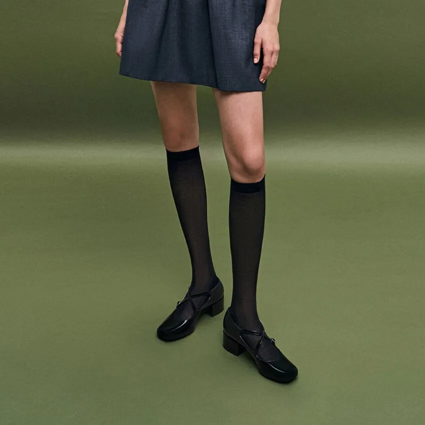 CK1-60361533 페이턴트 크로스오버-스트랩 블록힐 메리제인 - 블랙 페이턴트 - 감도 깊은 취향 셀렉트샵 29CM