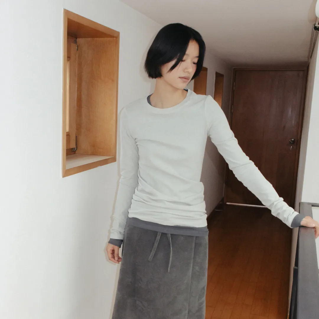 Long sleeve slim t-shirt (white / light pink / light gray / dark gray / gray / melange gray ...