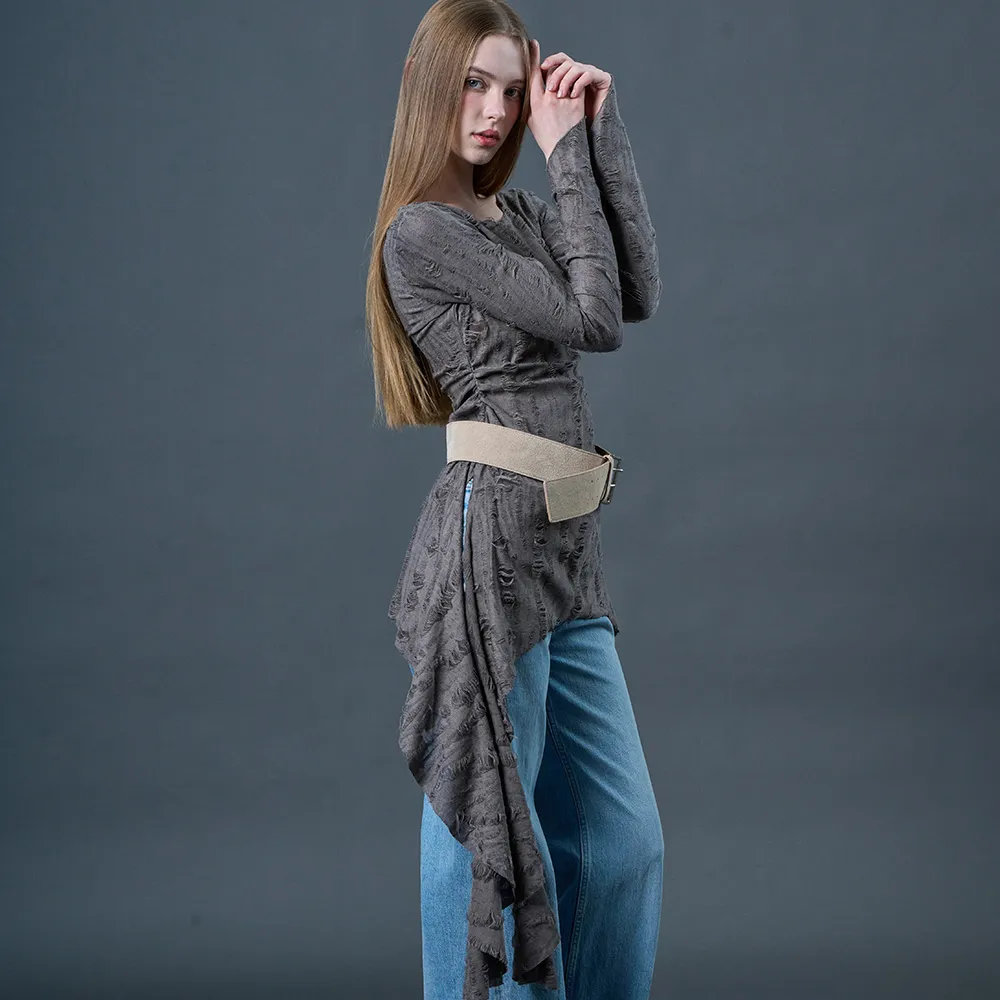 [CP] 레이어드 러프 스트랩 투웨이 긴팔티 미니원피스 [GRAY] KCL. - 감도 깊은 취향 셀렉트샵 29CM