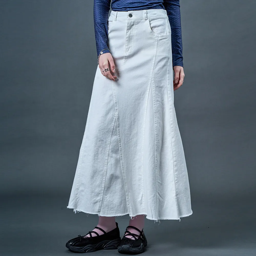 [CP] 스티치 머메이드 시크 코튼 롱스커트 [WHITE] KCL. - 감도 깊은 취향 셀렉트샵 29CM