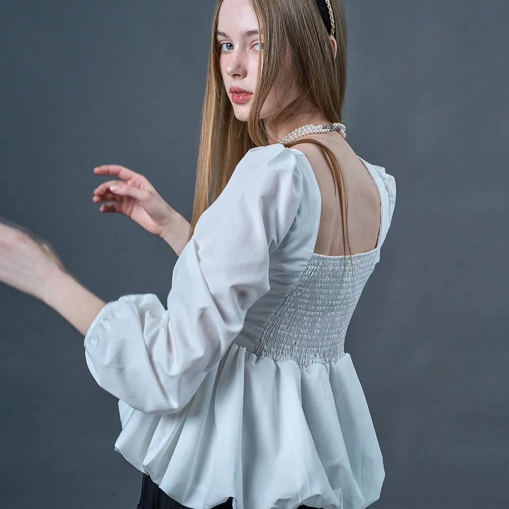 [CP] 벌룬 퍼프 스퀘어넥 셔츠 블라우스 [WHITE] KCL. - 감도 깊은 취향 셀렉트샵 29CM