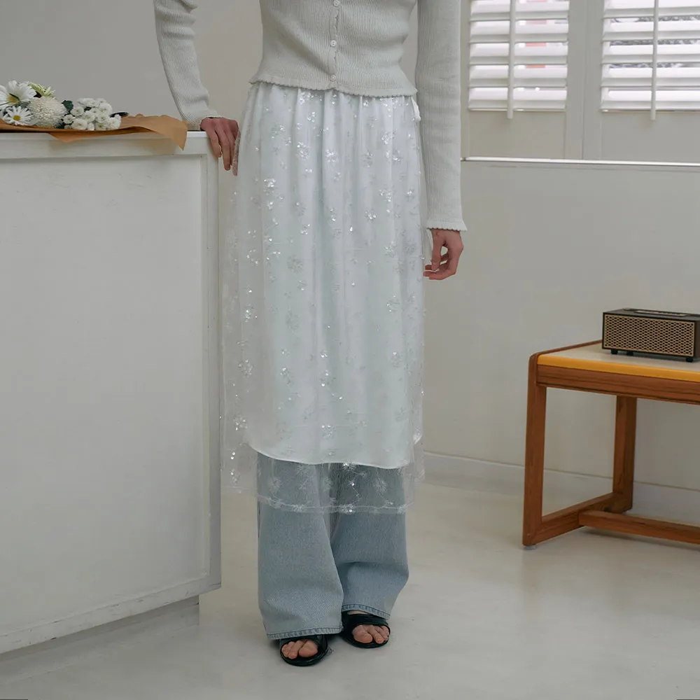 Spangle layered Skirt[LMBESPSK5406]-Off-White - 감도 깊은 취향 셀렉트샵 29CM