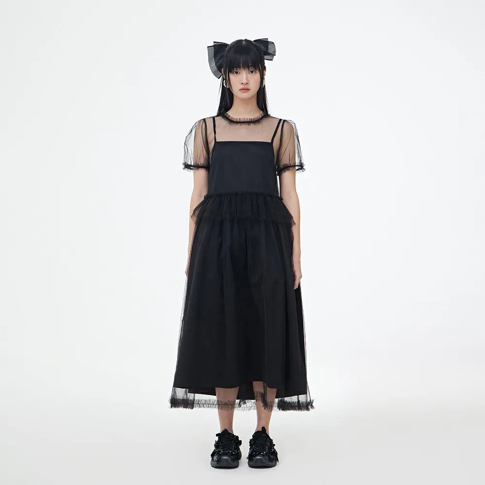 Mesh Layered Puff Dress (black) - 감도 깊은 취향 셀렉트샵 29CM